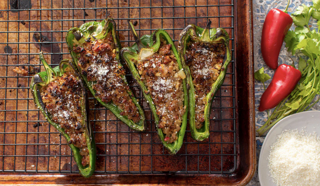 Keto-Friendly Italian Sausage Stuffed Poblano Peppers with Cauliflower ...